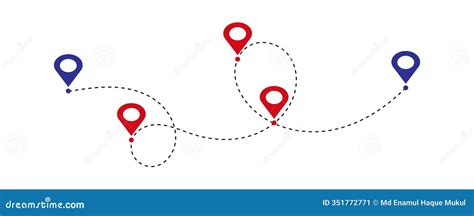Route Location Icon Dotted Line Road With Start And End Points Stock