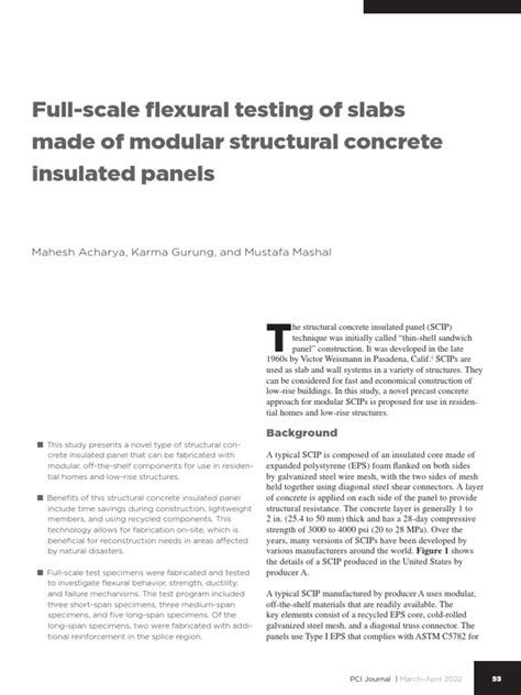 Flexural Testing Of Scip Slabs Pdf Concrete Fracture
