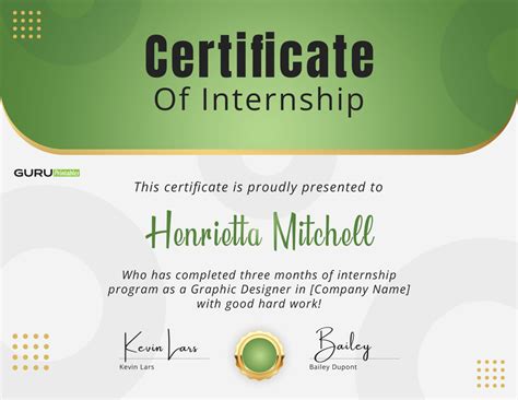 Printable Internship Certificate Template Guru Printables