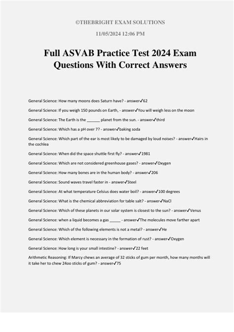 Full Asvab Practice Test 2024 Exam Questions With Correct Answers Asvab Stuvia Us