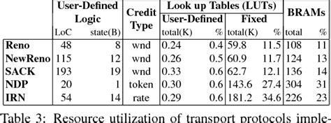 table 3 from enabling programmable transport protocols in high speed