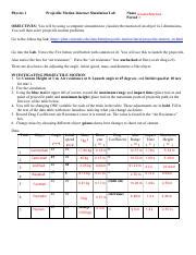 Exploring Projectile Motion With Internet Simulation Lab Course Hero