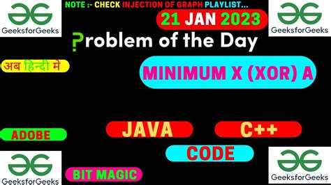 Minimum X Xor A Adobe Bit Magic Gfg Potd Java Code C