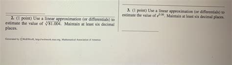 Solved 3 1 Point Use A Linear Approximation Or