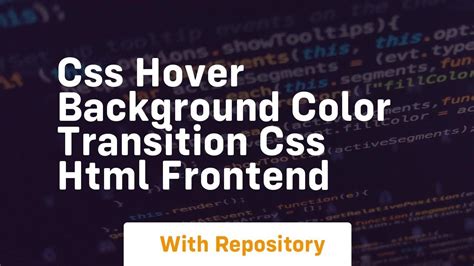 Css hover background color transition css html frontend - YouTube