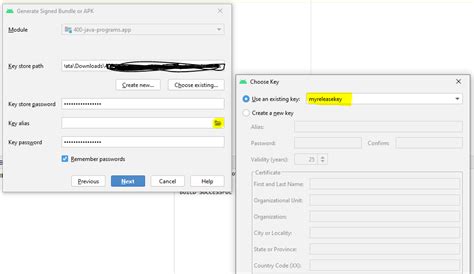 how to retrieve key alias and key password for signed apk in android