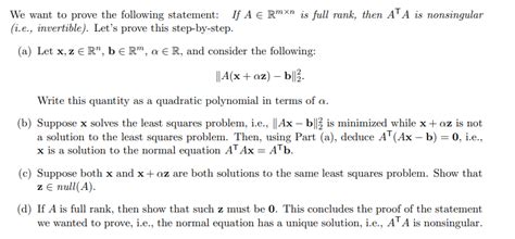 Solved We Want To Prove The Following Statement If ARmn Chegg