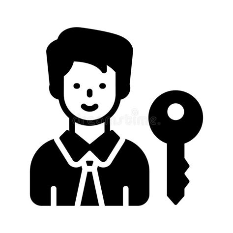 Key Icon With Person Representing Access Or Permissions Stock Vector