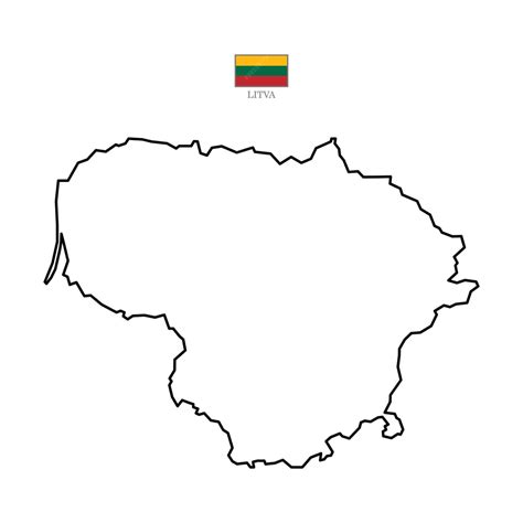 Mapa Vetorial De Contorno De Litva Com Bandeira Em Cor Mapa De Fundo Eps 10 Vetor Premium