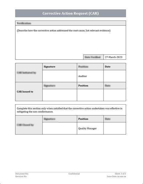 Iso 9001 Qms Corrective Action Request Template Iso Templates And Documents Download