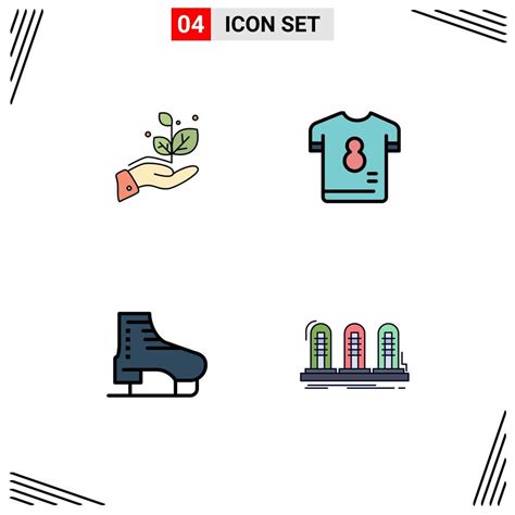 4 Universal Filledline Flat Color Signs Symbols Of Growth Boot Success Player Skate Editable