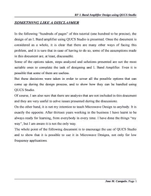 Fillable Online RF L Band Amplifier Design Using QUCS Studio Fax Email Print PdfFiller
