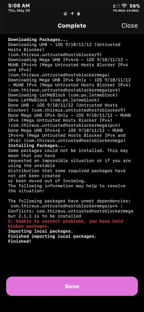 Help E Unable To Correct Problems You Have Held Broken Packages Rjailbreak