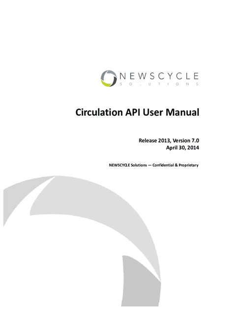 fillable online circulation api user manual release 2013 version 7 0