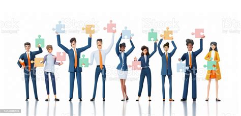 사업가들은 줄을 서서 퍼즐 조각을 들고 있습니다 함께 일하기 3d 렌더링 그림 결정에 대한 스톡 사진 및 기타 이미지 결정 경제 공유 개념 Istock