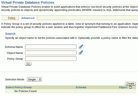 virtual private database policy groups
