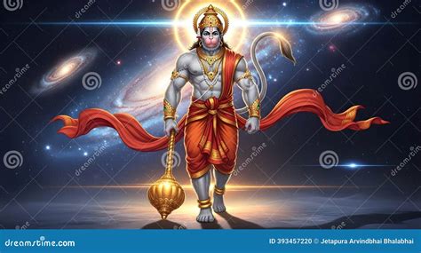 Hanuman Standing On The Rock Cartoon Vector 176458105