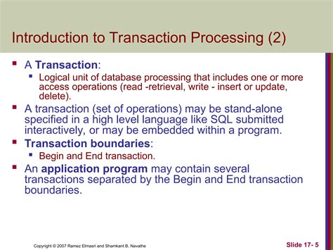 Database Management System Transaction Processing Unit 4 Ppt
