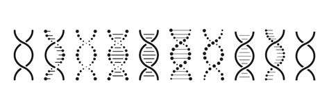 Set Van Dna Iconen Life Gen Model Bio Code Genetica Molecuul Medische Symbolen Structuur