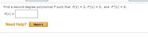 Solved Find A Second Degree Polynomial P Such That