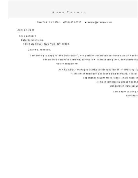 Data Encoder Cover Letter Examples