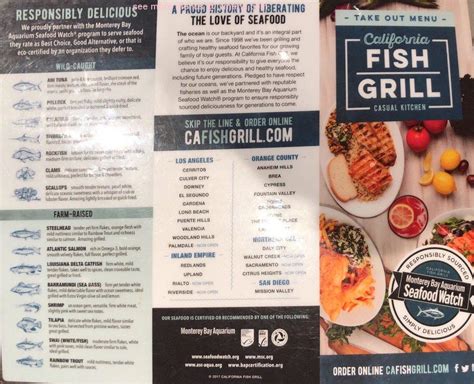 Menu At California Fish Grill Restaurant Riverside Magnolia Ave Suite 101