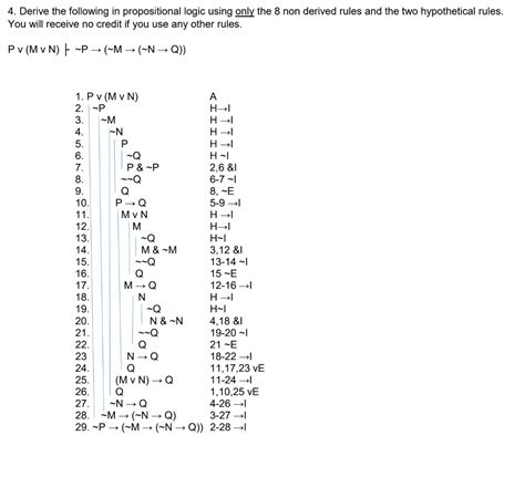Solved 5 Derive The Following In Propositional Logic Using