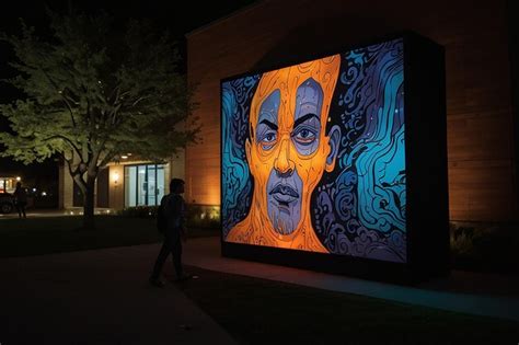 Premium Photo Dynamic Kinetic Art With Responsive Lighting Outdoor