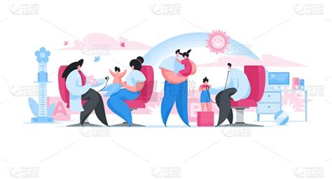 父母 儿童 绘画插图 儿科医师 公寓 专门技术 健康保健 听诊器 药 家庭素材 花瓣网