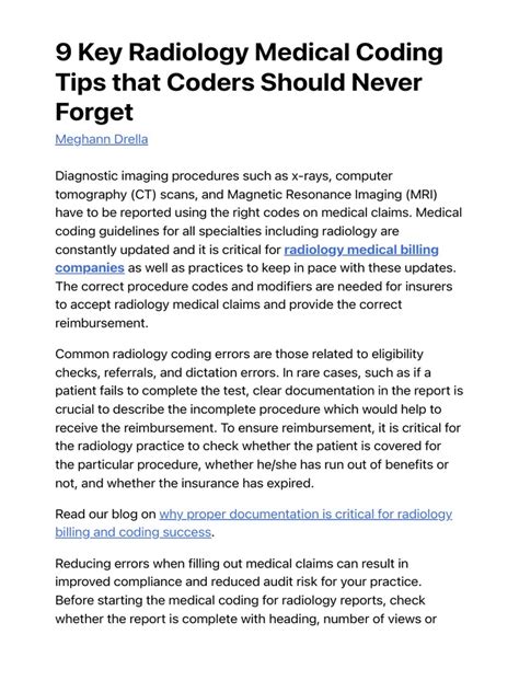 9 Key Radiology Medical Coding Tips For Coders Pdf Radiology