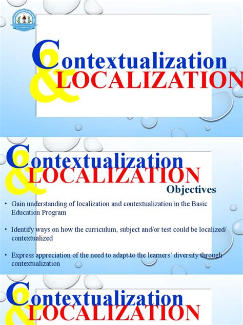 Contextualization And Localization Pdf Learning Curriculum
