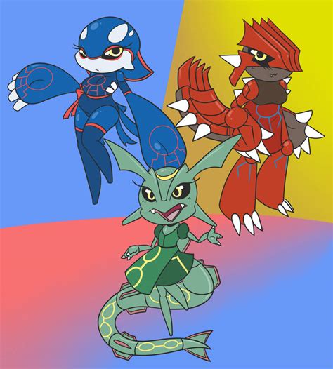 Kyogre Groudon And Rayquaza By Grumpart On Deviantart