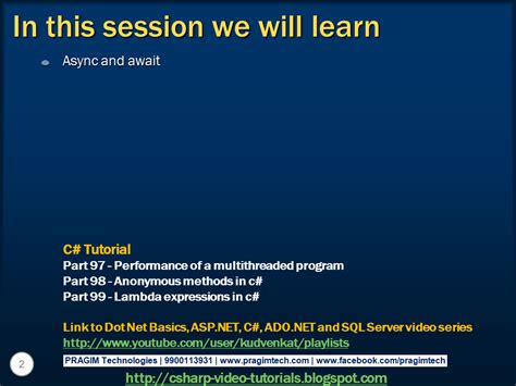 Sql Server Net And C Video Tutorial Async And Await In C Example
