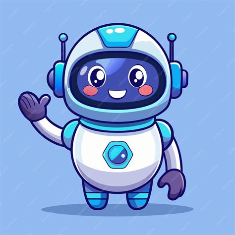Cute Robot Waving Hand Cartoon Illustration Premium Ai Generated Vector