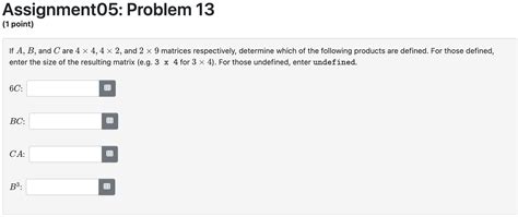 solved assignment05 problem 13 1 point if a b and c are