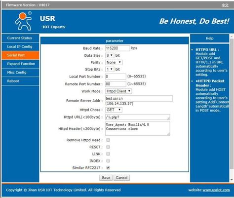 Httpsd Client Mode Of Ethernet Module USR TCP T PUSR IOT