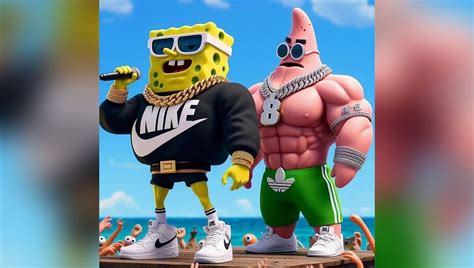 شخصیت‌های کارتون باب اسفنجی در دنیایی جدید عضلاتی، ثروتمند و پر زرق و برق عکس