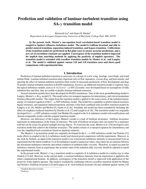 Pdf Prediction And Validation Of Laminar Turbulent Transition Using