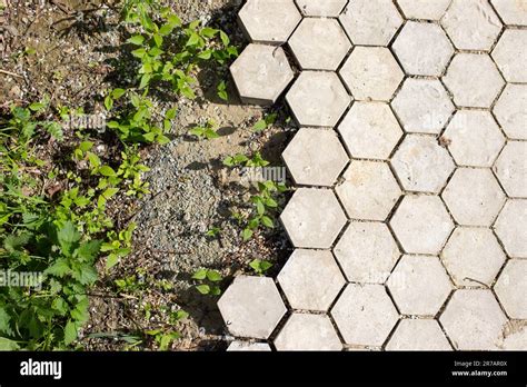 Concrete Gray Hexagon Tiles Honeycomb Tiles Texture Background Ground