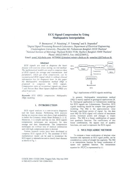 Pdf Ecg Signal Compression By Using Multiquadric Interpolation