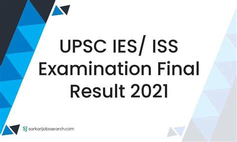 UPSC IES ISS Examination Final Result SarkariJobsSearch