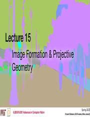 Single View Geometry Pdf Lecture Image Formation Projective Geometry