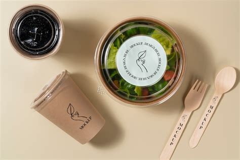 친환경 패스트푸드 골판지 포장 프리미엄 Psd 파일