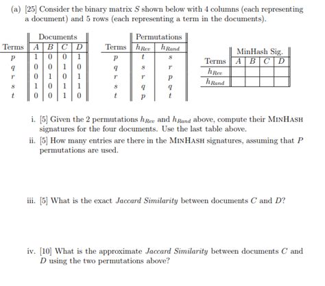 A Consider The Binary Matrix S Shown Below Chegg
