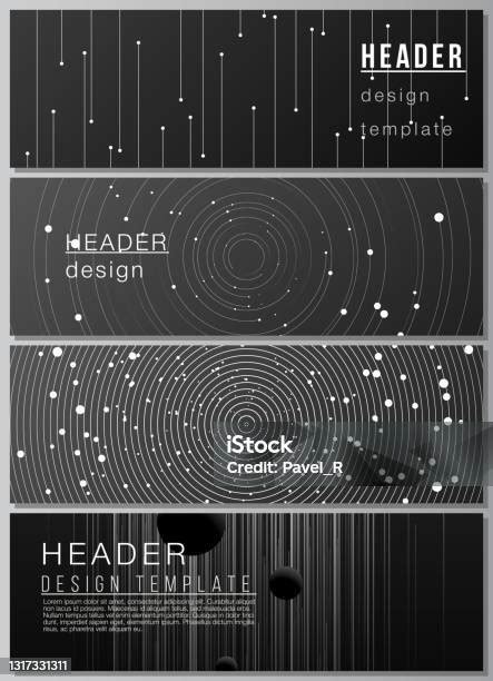 헤더의 벡터 레이아웃 웹 사이트 바닥 글자 디자인에 대한 배너 디자인 템플릿 수평 전단지 웹 사이트 헤더 배경 기술 과학 미래 배경 공간 디자인 천문학 개념 0명에 대한