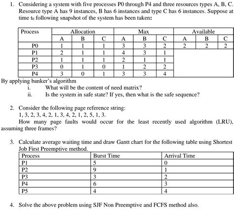considering a system with five processes p0 ﻿through