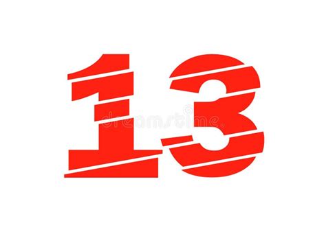 Modern Red 13 Number Design Vector Illustration Numeral Vector Trendy