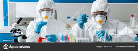 Panoramic Shot Multicultural Scientists Doing Dna Test Lab — Stock