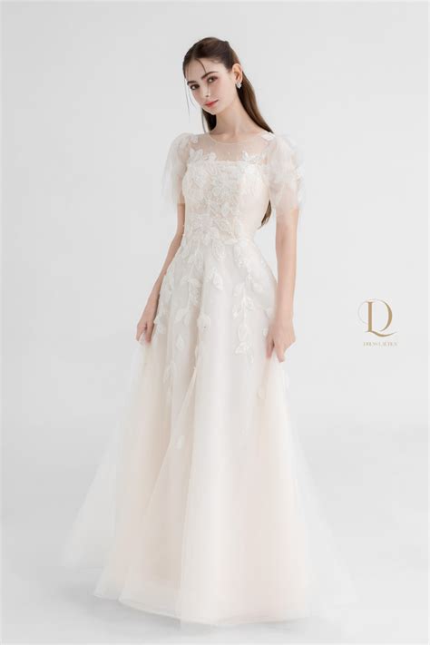 [스몰웨딩드레스대여] 셀프웨딩 피로연 2부 호텔 돌잔치 맘드레스 피치로즈 Swdbe03 드레스로렌 고품격드레스대여