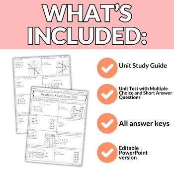 Relations And Functions Test With Study Guide TPT